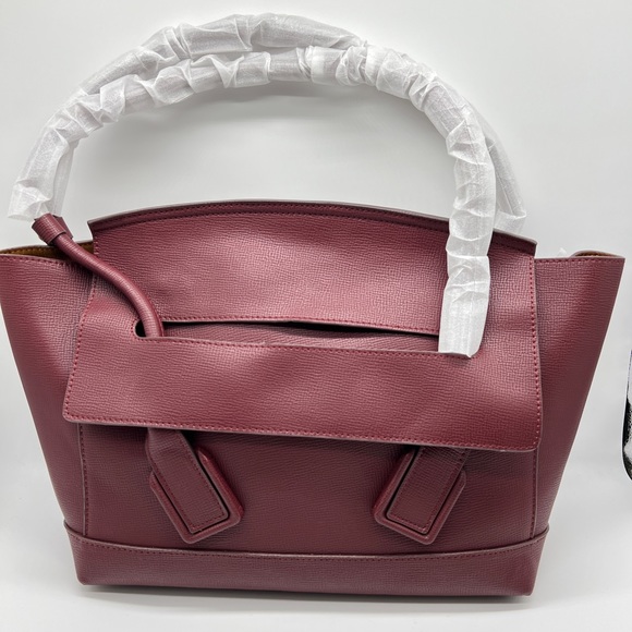 Bags | Red Wine Color Leather Acro Large Tote Bag Shoulder Bag And Work ...